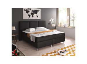 4260465767023 - Inter Handels Boxspringbett Oslo mit Bettkasten 180x200 cm Kunstleder schwarz