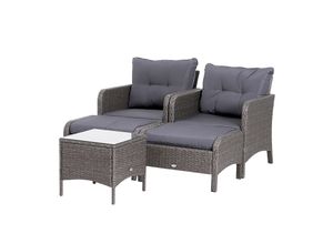 4250871271887 - Rattan Sofagarnitur als 5-teiliges Set dunkelgrau Polyrattan Sitzgruppe Gartenmöbel Loungemöbel