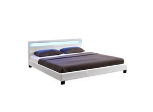 4260304762912 - Polsterbett Paris – modernes Bettgestell mit led Beleuchtung Lattenrost & Kopfteil – Kunstleder & Holz – Bett Einzelbett – 140×200 cm weiß - Juskys