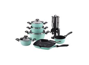 4006776123673 - Topf-Set Aluguss Topf- und Pfannenset inkl praktischen Küchenhelfern 17 tlg Aluminiumguss (Set 17-tlg Fleischtopf 16 18 20 24cm Stieltopf 16cm Steakpfanne 7 TKüchenhelfer) inkl 7-tlg Küchenhelfer-Set grün 4006776123673 - Topf-Set Aluguss Topf- und Pfannenset inkl praktischen Küchenhelfern 17 tlg Aluminiumguss (Set 17-tlg Fleischtopf 16 18 20 24cm Stieltopf 16cm Steakpfanne 7 TKüchenhelfer) inkl 7-tlg Küchenhelfer-Set grün