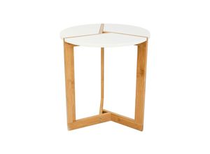 4057216044386 - Nordic Style Beistelltisch 40 x 45 cm Holz Tisch Rund Couchtisch Nachttisch Weiß - weiss