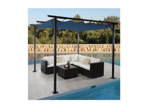 4057651502373 - Pergola MCW-C42 Garten Pavillon stabiles 6cm-Gestell + Schiebedach ~ 3x3m blau