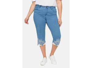 4063136252794 - Große Größen 3 4-Jeans mit Stickerei und Spitze am Saum light blue Denim Gr44