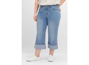 4063136208760 - Große Größen Dad-Jeans mit weitem Bein in 3 4-Länge blue used Denim Gr56