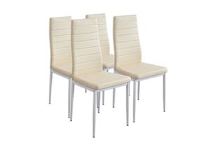 4250263733429 - Albatros Esszimmerstühle MILANO 4er Beige - Polsterstuhl mit Kunstleder-Bezug Modernes Stilvolles Design am Esstisch - Küchenstuhl oder Stuhl Esszimmer mit hoher Belastbarkeit bis 110kg