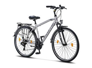 4260647780611 - Licorne Bike Life M-V-ATB Premium Trekking Bike in 28 Zoll - Fahrrad für Herren Jungen Damen und Herren - Shimano 21 Gang-Schaltung - Herren Citybike - Männerfahrrad Zoll2800 FarbeGrau Schwarz