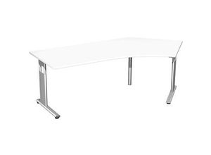 4038933482910 - Flex höhenverstellbarer Schreibtisch weiß L-Form C-Fuß-Gestell silber 2166 x 1130 cm