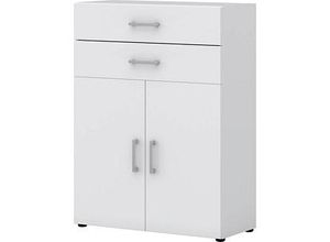 4050211981915 - Bürokommode TEMPIO aus Holz 2 Türen 2 Schubkästen 3 OH B 800 x T 340 x H 1070 mm weiß weiß