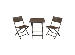 4050747219070 - Bistroset ROSSANO 3-teilig klappbar Metall + Polyrattan braun bicolor