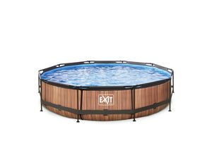 8719874703420 - Exit Toys Frame Pool ø 360 x 76 cm Holzoptik holzfarben