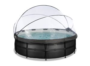 8720088267998 - Exit Toys Black Leather Pool ø450x122cm mit Abdeckung und Sandfilter- und Wärmepumpe - schwarz