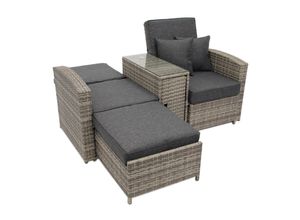 4050747363445 - Funktions - Doppelliege MATERA Alu + Polyrattan grau-bicolor