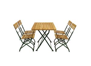 4050747090181 - Biergarten - Garnitur MÜNCHEN 5-teilig (4x Stuhl 1x Tisch 70x110cm) Flachstahl grün + Robinie