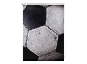 4250434134390 - Seitenzugrollo ORIGINAL Rollo Klemmfix ohne Bohren blickdicht Retro Fußball - Schwarz-Weiß Rollos Gr 150 cm stufenlos positionierbar 80 cm schwarz (schwarz weiß weiß) Kinder Kinderzimmer-Rollos