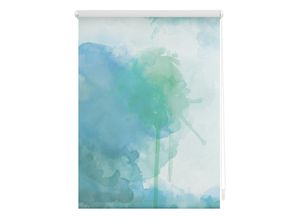 4251369834065 - Seitenzugrollo ORIGINAL Rollo Klemmfix ohne Bohren Verdunkelung Aquarell - Blau Grün Rollos Gr 80 cm stufenlos positionierbar 150 cm blau (blau grün weiß) Verdunkelungsrollos