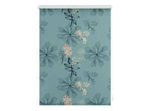 4251369827876 - Seitenzugrollo ORIGINAL Rollo Klemmfix ohne Bohren Verdunkelung Aqua Floral - Blau Rollos Gr 150 cm stufenlos positionierbar 90 cm blau (blau weiß) Kinder Kinderzimmer-Rollos