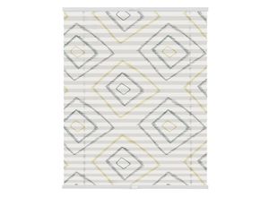 4251369829122 - Plissee ORIGINAL Plissee Klemmfix ohne Bohren blickdicht Stripy Boho Rectangle Plissees Gr 130 cm zweiseitig verschiebbar 70 cm beige (beige weiß weiß) Kinder Kinderzimmer-Plissees