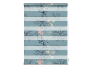 4251369825476 - Doppelrollo ORIGINAL Duo Rollo Klemmfix ohne Bohren blickdicht Aqua Floral - Blau Rollos Gr 150 cm stufenlos positionierbar 70 cm blau (blau weiß) Doppelrollos