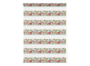 4250434140506 - Doppelrollo ORIGINAL Duo Rollo Motiv Birds Rollos Gr 150 cm 100 cm grün (grün pink) Doppelrollos bedruckt