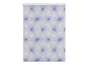 4251369827753 - Seitenzugrollo ORIGINAL Rollo Klemmfix ohne Bohren Verdunkelung Flower wheel - Blau Rollos Gr 150 cm stufenlos positionierbar 80 cm blau (blau weiß) Kinder Kinderzimmer-Rollos