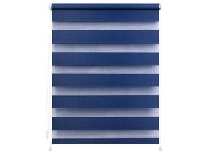 4250434155432 - Doppelrollo ORIGINAL Duo Rollo Klemmfix ohne Bohren verspannt Rollos Gr 150 cm stufenlos positionierbar 70 cm blau (blau weiß) Doppelrollos Einfache Klemm-Montage ohne Bohren Für Fenster & Türen geeignet