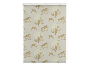 4251369827623 - Seitenzugrollo ORIGINAL Rollo Klemmfix ohne Bohren Verdunkelung Moon Birds - Beige Rollos Gr 150 cm stufenlos positionierbar 70 cm beige (beige weiß) Verdunkelungsrollos