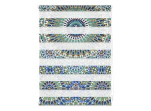 4250434140629 - Doppelrollo ORIGINAL Duo Rollo Motiv Orientalisches Muster Rollos Gr 150 cm 100 cm blau (blau grün) Doppelrollos