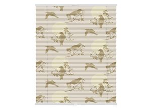 4251369829245 - Plissee ORIGINAL Plissee Klemmfix ohne Bohren blickdicht Moon Birds - Beige beige (beige weiß weiß) Plissees Kinder 130cm zweiseitig verschiebbar 80cm Obermaterial 100% Polyester B80cm H130cm