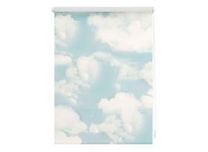 4251369832221 - Seitenzugrollo ORIGINAL Rollo Klemmfix ohne Bohren Verdunkelung Wolken - Blau Rollos Gr 45 cm stufenlos positionierbar 150 cm blau (blau weiß) Verdunkelungsrollos