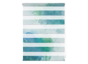 4250434139913 - Doppelrollo ORIGINAL Duo Rollo Motiv Aquarell Rollos Gr 150 cm 45 cm blau (blau grün) Doppelrollos Rollo bedruckt