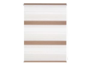 4250434115283 - Doppelrollo Duo Rollo Klemmfix Bunt ORIGINAL Lichtschutz ohne Bohren Klemmfix Seitenzug beige|braun|weiß