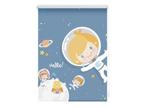 4250434125299 - Seitenzugrollo ORIGINAL Klemmfix Digital Astronaut Rollos Gr 150 cm 90 cm blau (blau weiß) Kinder Kinderzimmer-Rollos bedruckt