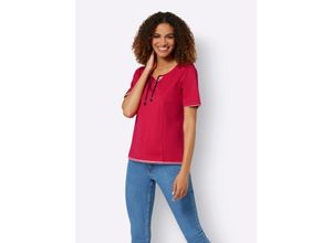 4063136617494 - Große Größen Shirt mit Streifendetails und Bindeband rot Gr48