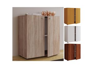 4051814361289 - Holz Kommode Maße Kommode ca H 75 x B 70 x T 36 cm Sideboard mit praktischen Fachbodeneinteilung 2 Drehtüren Highboard Vandol 1