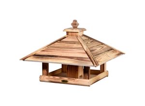 4055894180082 - DOBAR GREEN LABEL Vogelhaus Lumbre Tierhäuser BxTxH 50x50x36 cm mit Futtersilo im Inneren Kiefer geflammt braun (braun natur holzfarben) Deko