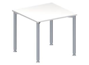 4251898814132 - Genius Konferenztisch MODENA FLEX Quadrat 4-Fuß Rundrohr B 800 x T 800 x H 720-840 mm weiß weißaluminium RAL 9006