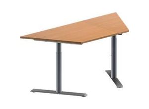 4251898814965 - Genius Konferenztisch MODENA FLEX Trapez T-Fuß Rundrohr B 1600 x T 800 x H 650-850 mm Buche weißaluminium RAL 9006