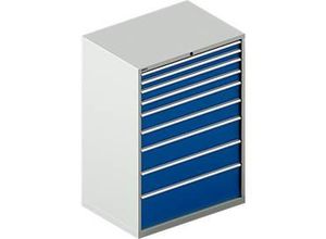 4051273684615 - Select Schubladenschrank WSK 54-36 Stahl 9 Schübe bis 200 kg B 1023 x T 725 x H 1450 mm lichtgrau enzianblau