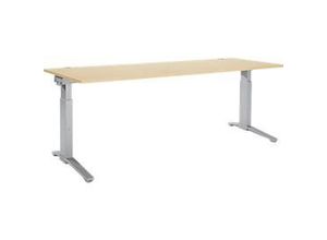 4250510856178 - Genius Schreibtisch PLANOVA ergoSTYLE C-Fuß Rechteck man höhenverstellbar B 2000 x T 800 x H 675-895 mm Ahorn-Dekor weißalu