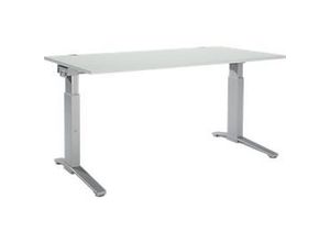 4250510856055 - Genius Schreibtisch PLANOVA ergoSTYLE C-Fuß Rechteck man höhenverstellbar B 1600 x T 800 x H 675-895 mm lichtgrau weißalu