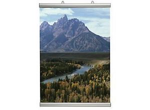 8698473458569 - Klemmschiene Postersnapper Wandmontage freihängend aufklappbar Rutschsicherung Format A2 hoch A3 quer L 420 x T 16 x H 25 mm Aluminium 2 Stück