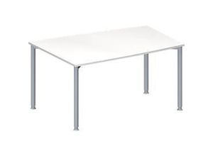 4251898814385 - Genius Konferenztisch MODENA FLEX Tonne 4-Fuß Rundrohr B 1400 x T 1000 x H 720-840 mm weiß weißaluminium RAL 9006