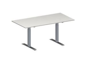 4251898817737 - Genius Konferenztisch MODENA FLEX Rechteck T-Fuß Rechteckrohr B 1600 x T 800 x H 650-850 mm lichtgrau weißaluminium RAL 9006