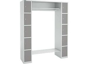 4251898822601 - Select Schließfachgarderobe mit Hutablage & Kleiderstange B 1565 x T 500 x H 1950 mm lichtgrau platingrau