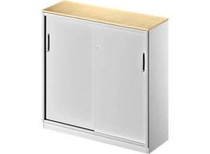 4250510826515 - Genius Schiebetürenschrank TETRIS SOLID 3 OH B 1200 x H 1170 mm Mitteltrennwand 19 mm Abdeckplatte Ahorn weißalu