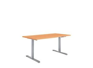 4250510871188 - Schreibtisch Multiflex manuell höhenverstellbar Rechteck T-Fuß B 1200 x T 800 x H 728-1208 mm Buche weißaluminium