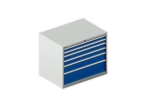 4051273682062 - Select Schubladenschrank WSK 54-36 Stahl 6 Schübe bis 75 kg B 1023 x T 725 x H 850 mm lichtgrau enzianblau