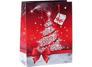 4004360858505 - Geschenktasche GT 023 Sparkling Tree Weihnachten Sparkling Tree mit Glanzlackierung und Geschenkanhänger Weihnachtsmotiv 17 5 Stück