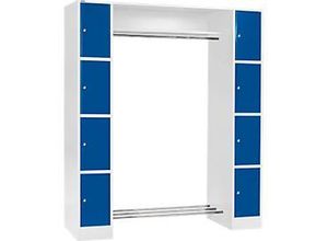 4251898822465 - Select Schließfachgarderobe mit Hutablage & Kleiderstange 2 x 4 Fächer B 1735 x T 500 x H 1950 mm lichtgrau enzianblau