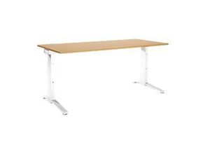 4250510857595 - Genius Schreibtisch PLANOVA ergoSTYLE C-Fuß Rechteck man höhenverstellbar B 1800 x T 800 x H 675-895 mm Buche-Dekor weiß